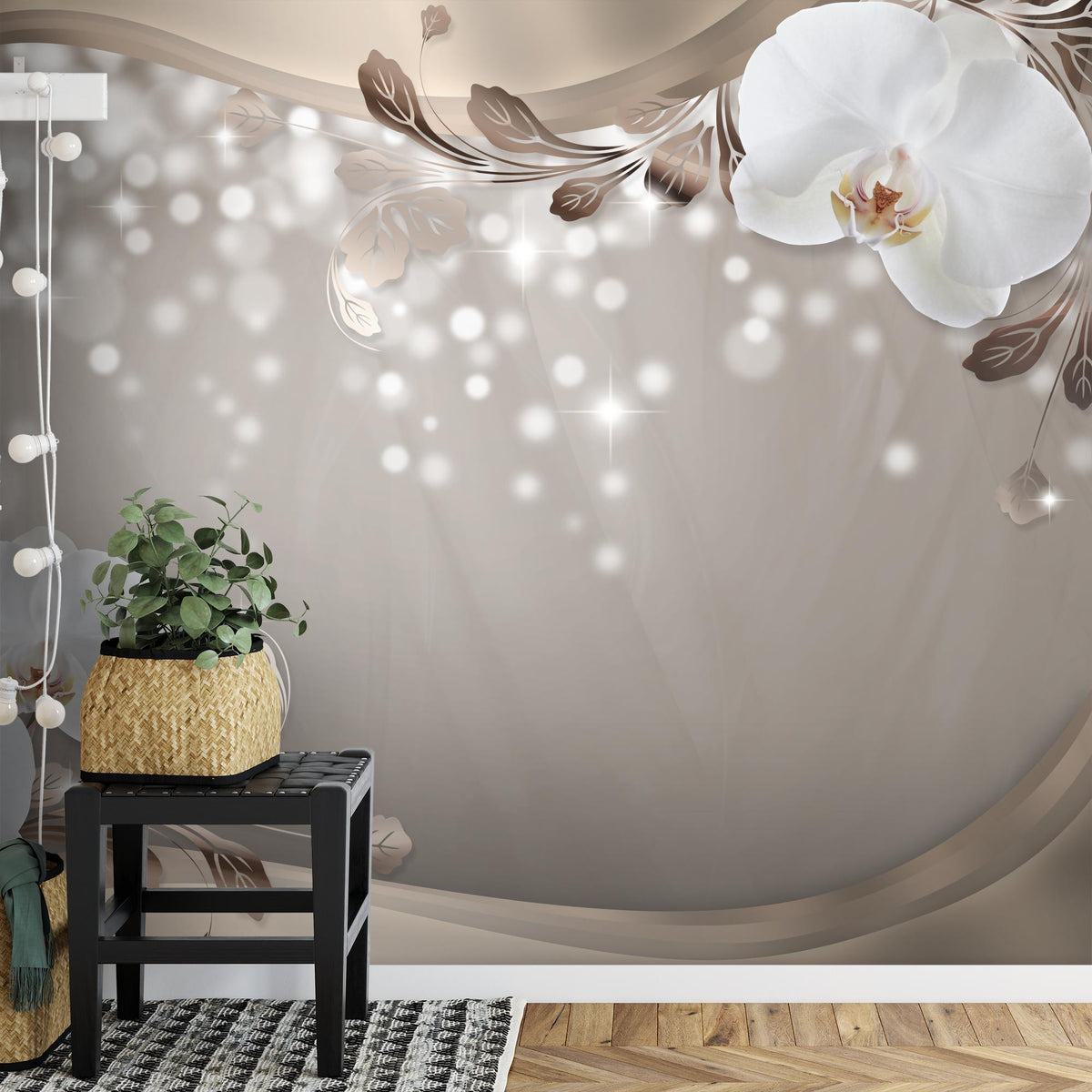 Fototapete Blumen Orchidee Wohnzimmer Schlafzimmer Grau Vlies Tapete 9 ...